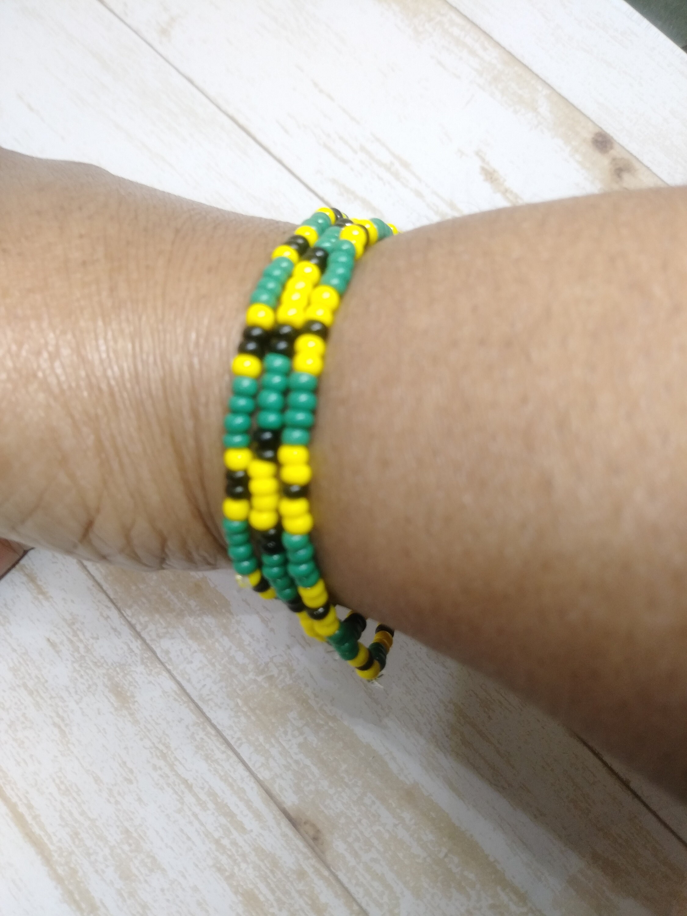 Jamaica Flag Inspired Seed Bead Bracelets,jamaica Flag Bracelets ...