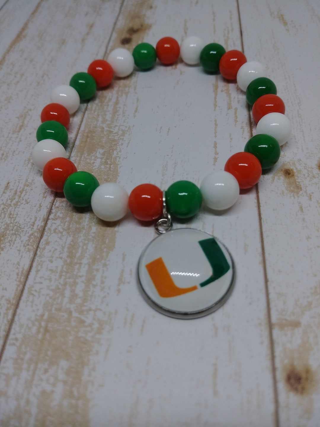 University of Miami Bracelet,miami Hurricanes Charm Bracelet,handmade ...