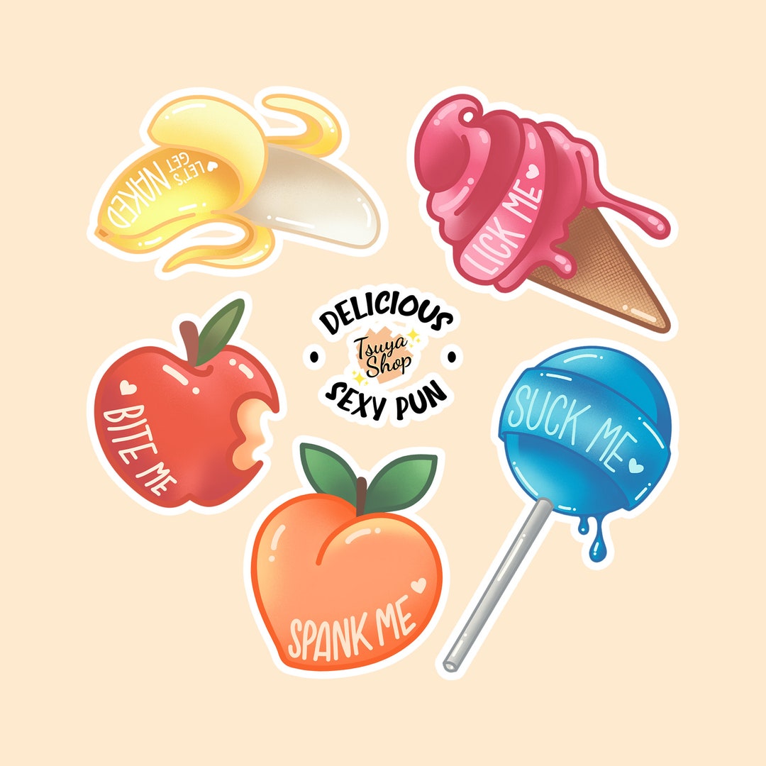 Delicious Sexy Pun Stickers Sheet, Funny Naughty Stickers, Fruit ...