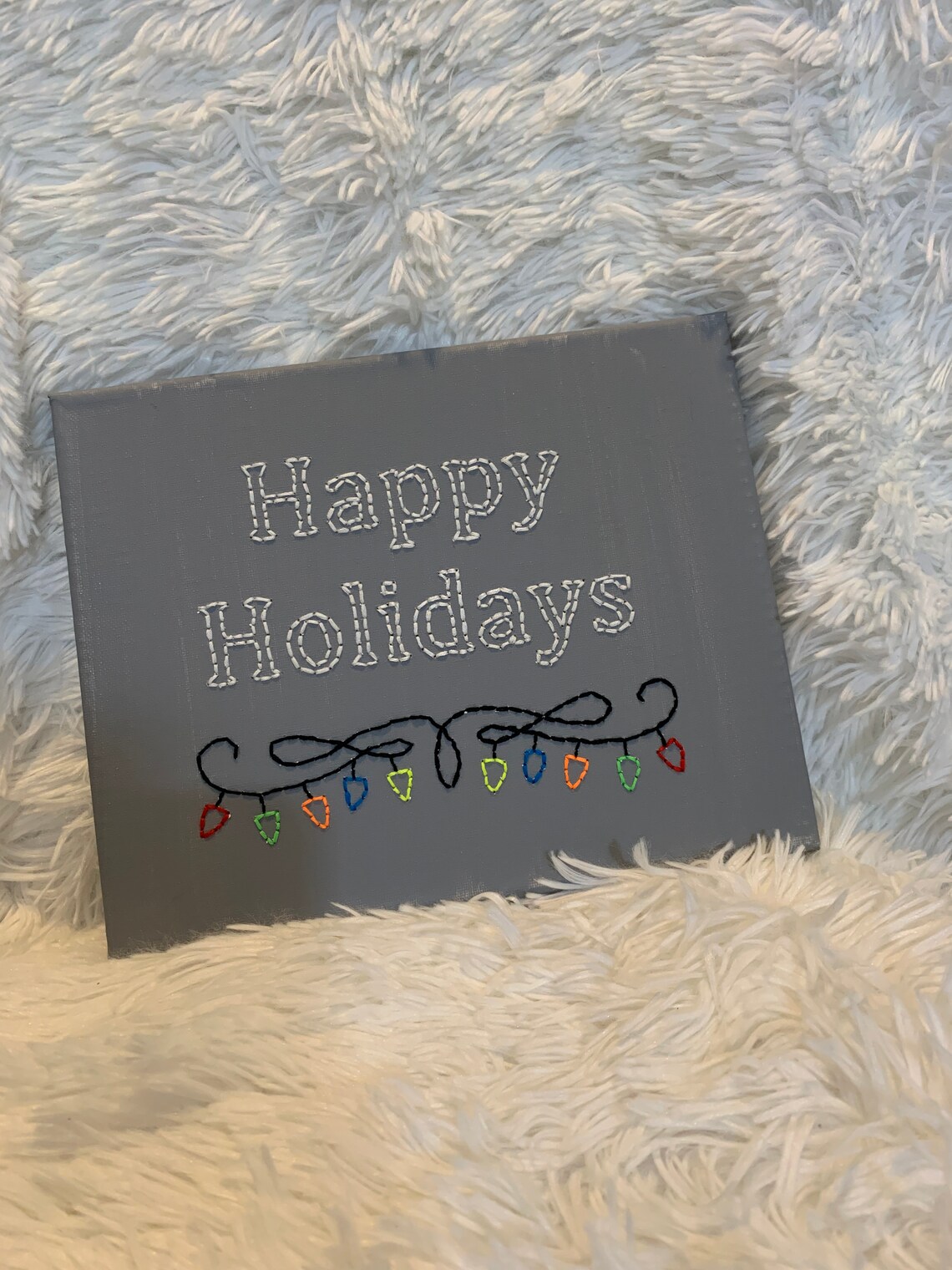 Happy Holidays Wall Decor Canvas Embroidery - Etsy