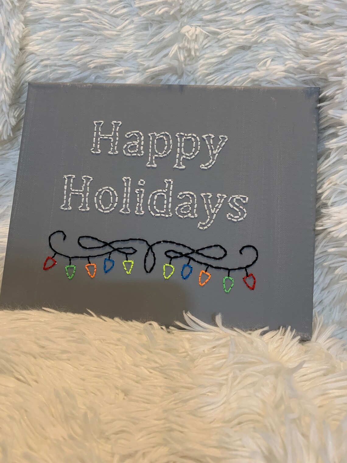 Happy Holidays Wall Decor Canvas Embroidery - Etsy