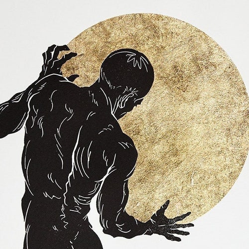 Full Moon Linocut Print - Etsy