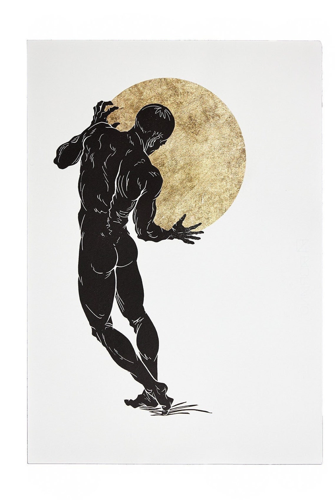 Full Moon Linocut Print - Etsy