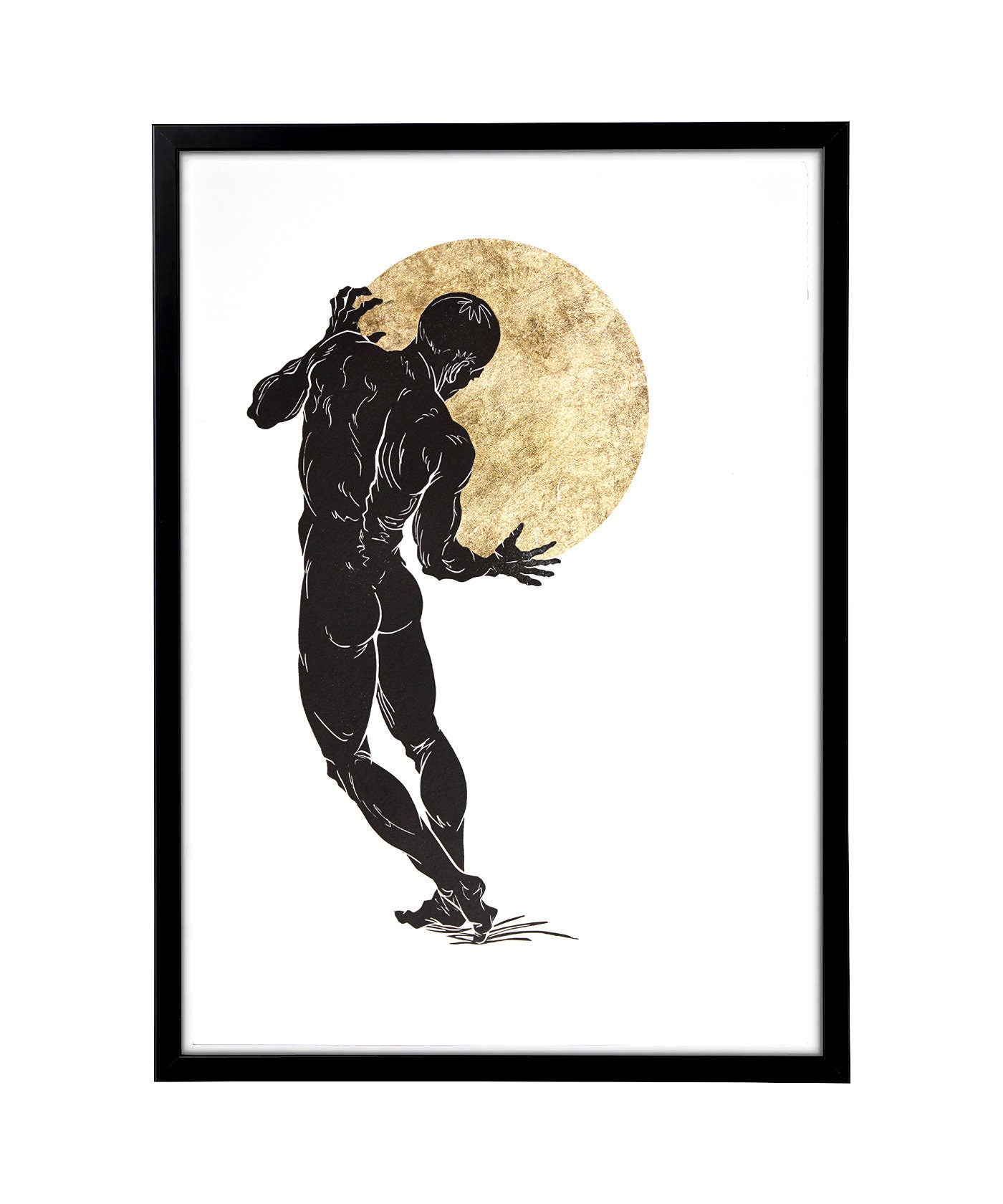 Full Moon Linocut Print - Etsy