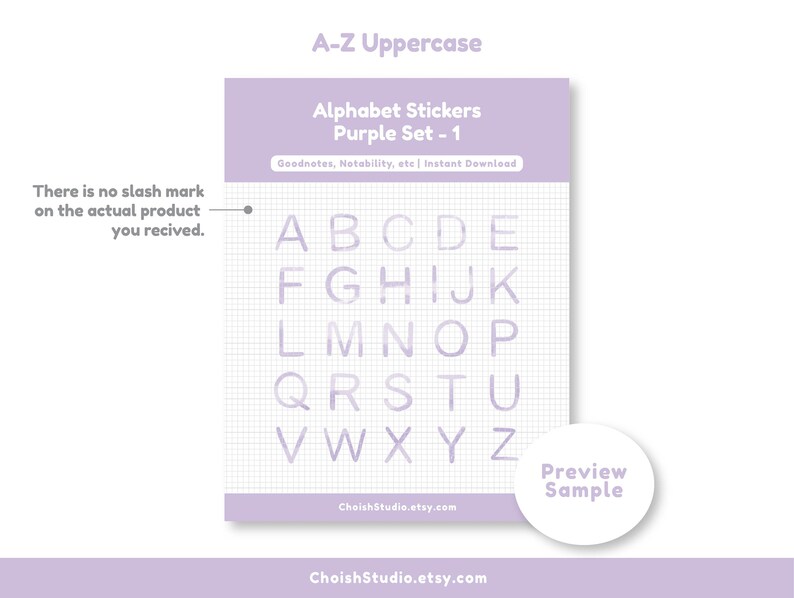 Digital Alphabet Purple Stickers Journal Stickers for iPad Goodnotes ...