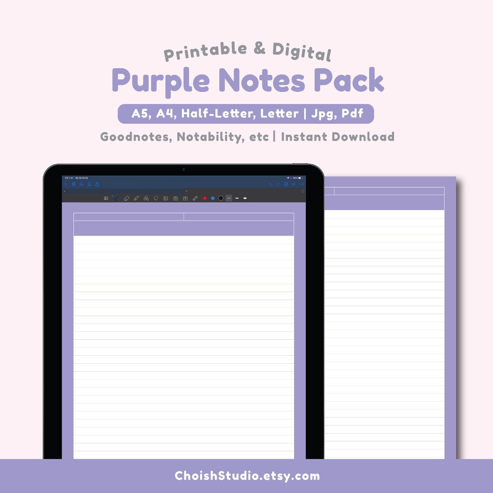 Pastel Daily Digital Note Taking Template Printable Class Notebook ...