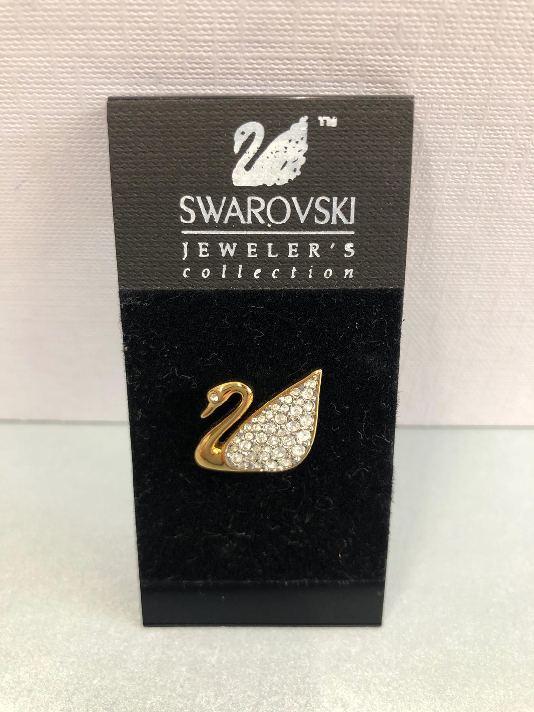 Swarovski Crystal Clear Swan Lapel Pin in Gold - Etsy