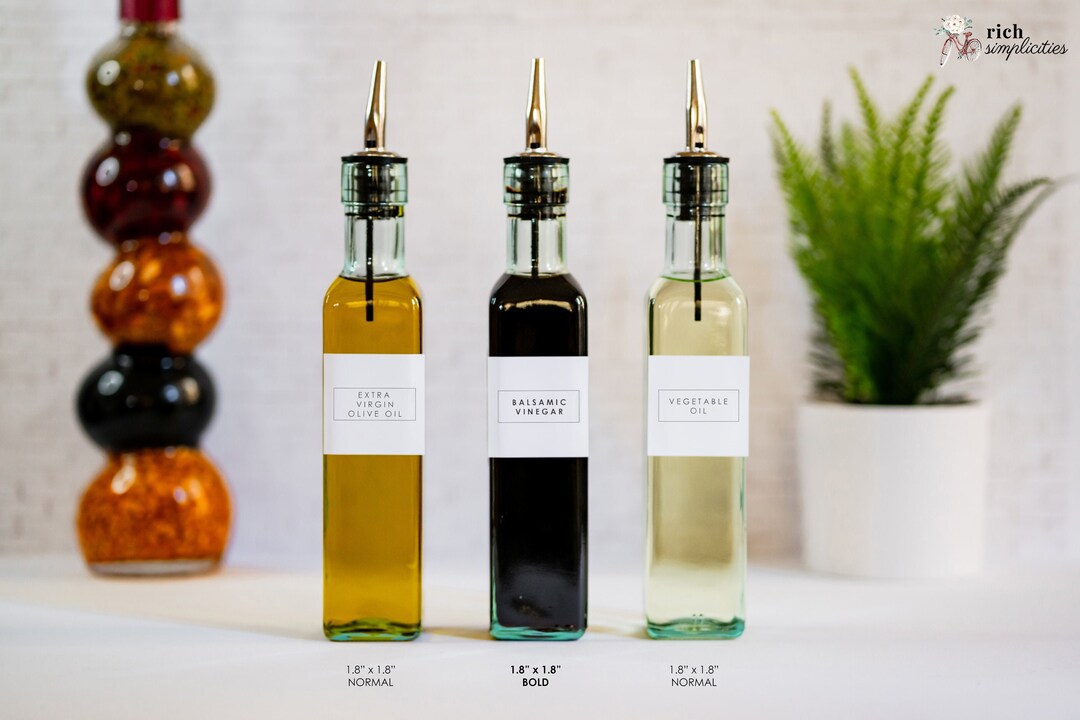 Custom Oil and Vinegar Labels - Modern Pantry Stickers - Waterproof ...