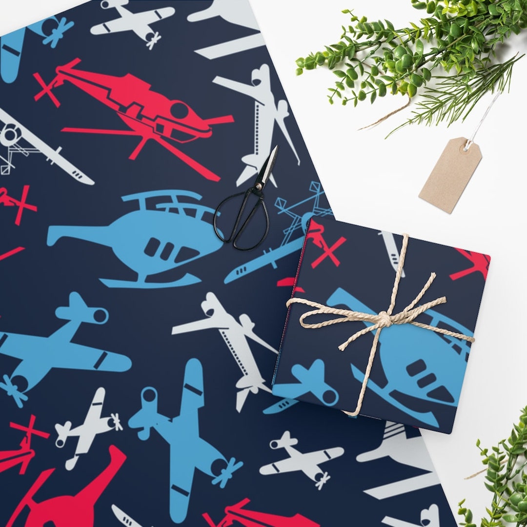 Helicopter & Airplane Wrapping Paper, All Occasion Wrapping Paper - Etsy
