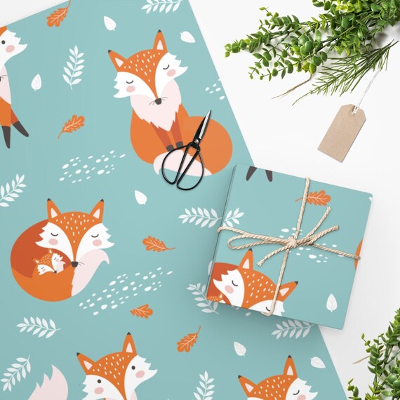 Fox Wrapping Paper All Occasion Wrapping Paper Kids Wrapping | Etsy