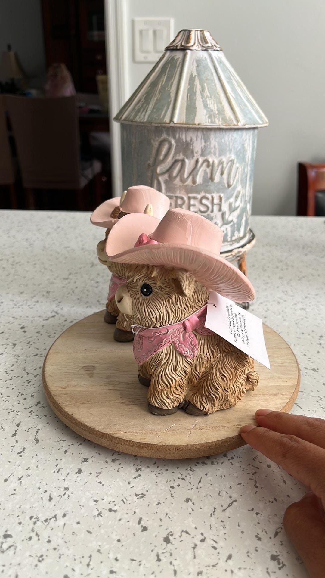 Pink Cowboy Highland Cow Set of 2 - Etsy