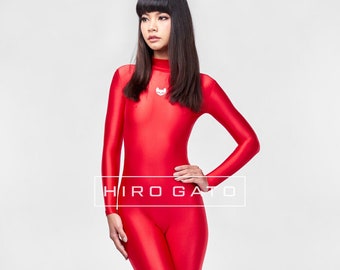 HIRO GATO Satin Spandex Silk Catsuit Turquoise Burning Suit Rave Party ...