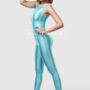 HIRO GATO Satin Spandex Silk Unitard Turquoise Burning Suit - Etsy