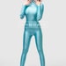 HIRO GATO Satin Spandex Silk Catsuit Turquoise Burning Suit Rave Party ...