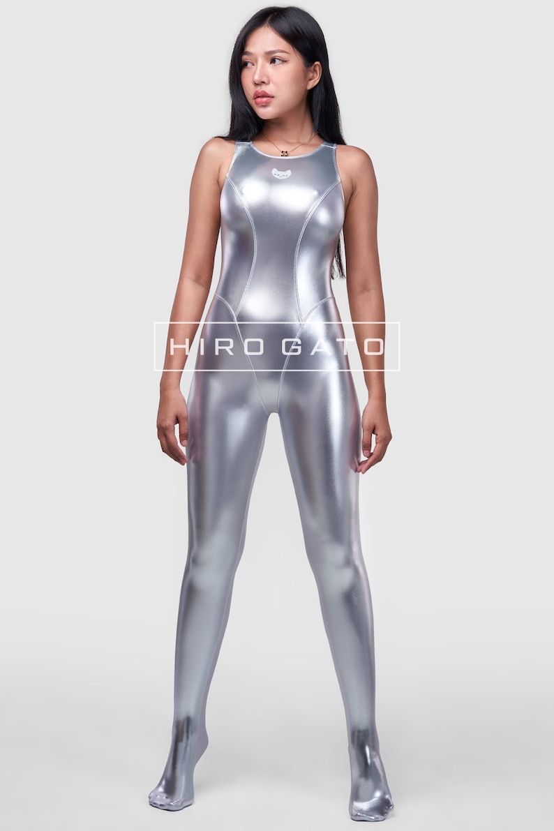 HIRO GATO Shiny Metallic Spandex Unitard Silver Burning Suit - Etsy ...