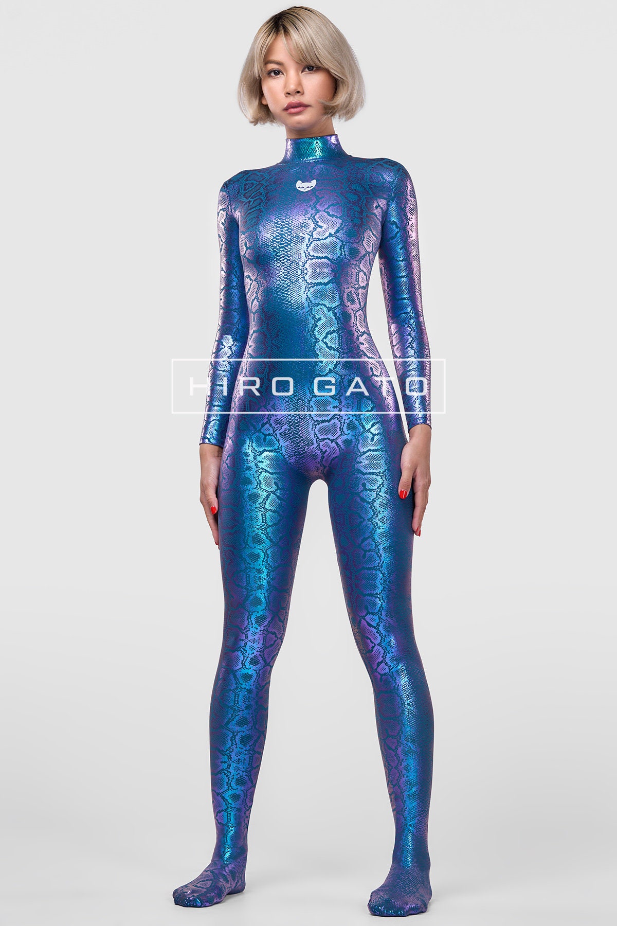 HIRO GATO Snakeskin Catsuit Blue Purple Shimmer Metallic Lycra - Etsy
