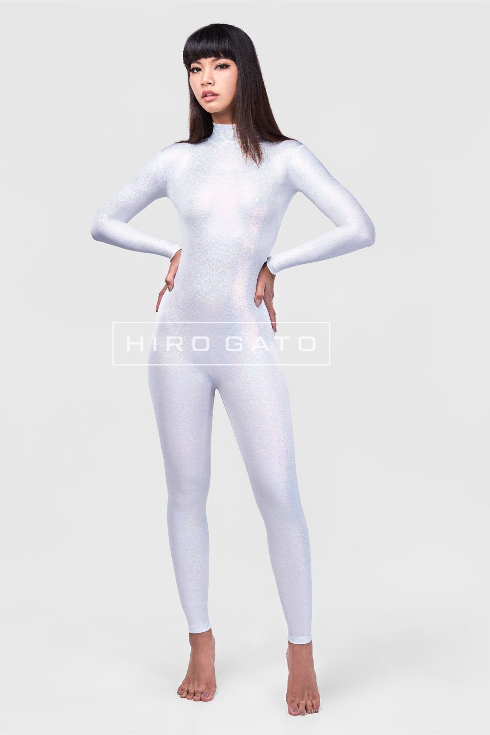 HIRO GATO Mystique Sparkle Spandex Catsuit Bonbon Weiß - Etsy.de