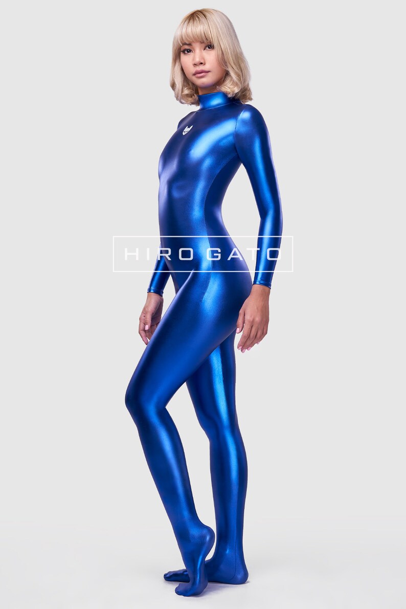HIRO GATO Shiny Metallic Spandex Catsuit Blue Burning Suit - Etsy
