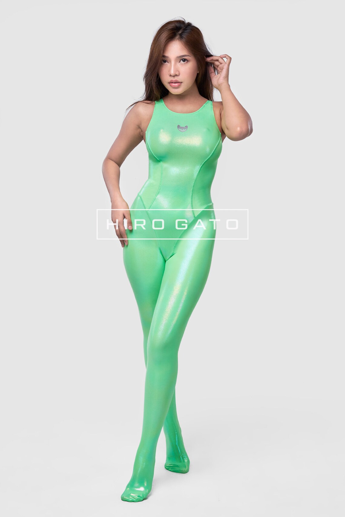 Hiro Gato Mystique Metallic Spandex Unitard Green Burning Suit Etsy