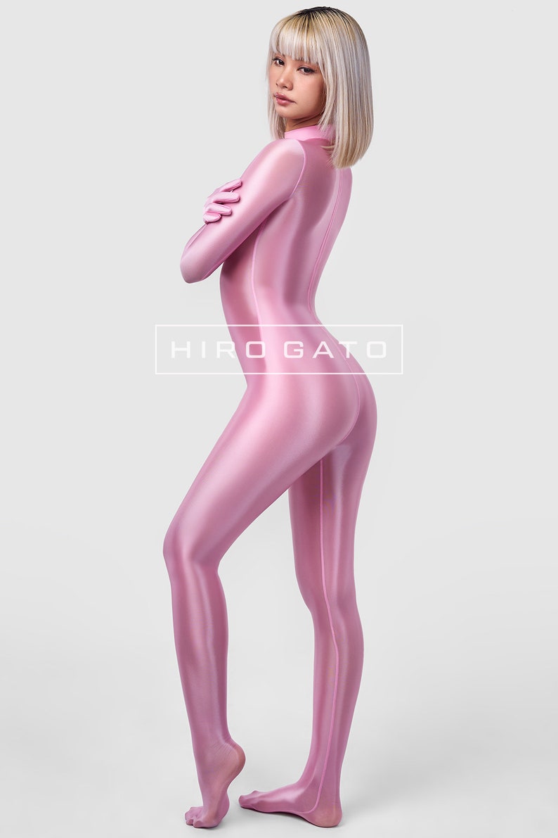 Hiro Gato Sheer Nylon Spandex Catsuit Light Pink Burning Suit Etsy