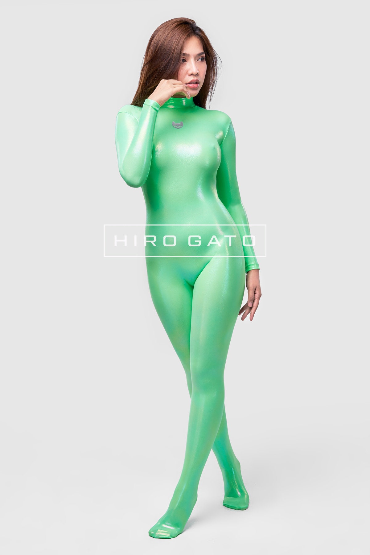 Hiro Gato Mystique Metallic Spandex Catsuit Green Burning Suit Etsy