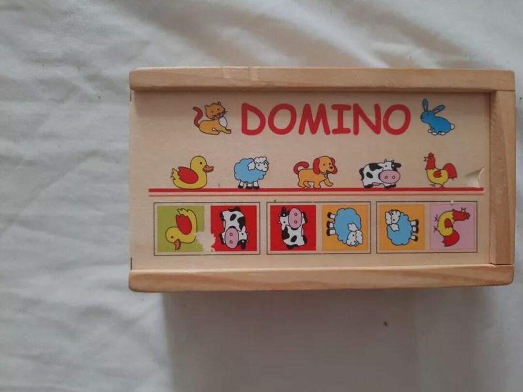 Wooden Toy Domino Animals Kids Play Educational - Etsy