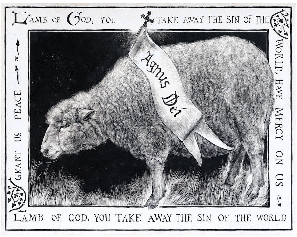 Wall Art, Lamb of God, Agnus Dei, Religious Print, Giclee, Religious ...