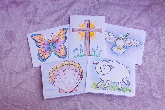 Christian Symbols Religious Greeting Cards Children's | Etsy