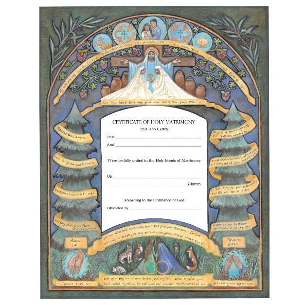 Certificate of Holy Matrimony Religious Marriage Certificate ...