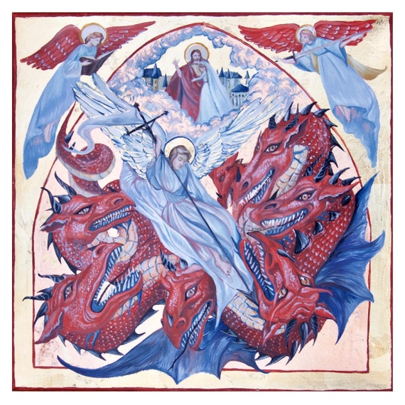 Religious Wall Art Saint Michael Dragon Slaying the Dragon | Etsy