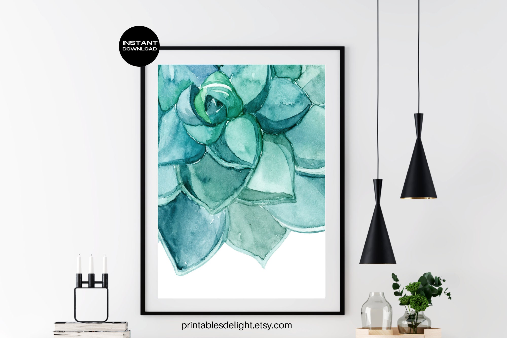 Green Cactus Art Succulent Wall Art Succulent Poster Green | Etsy