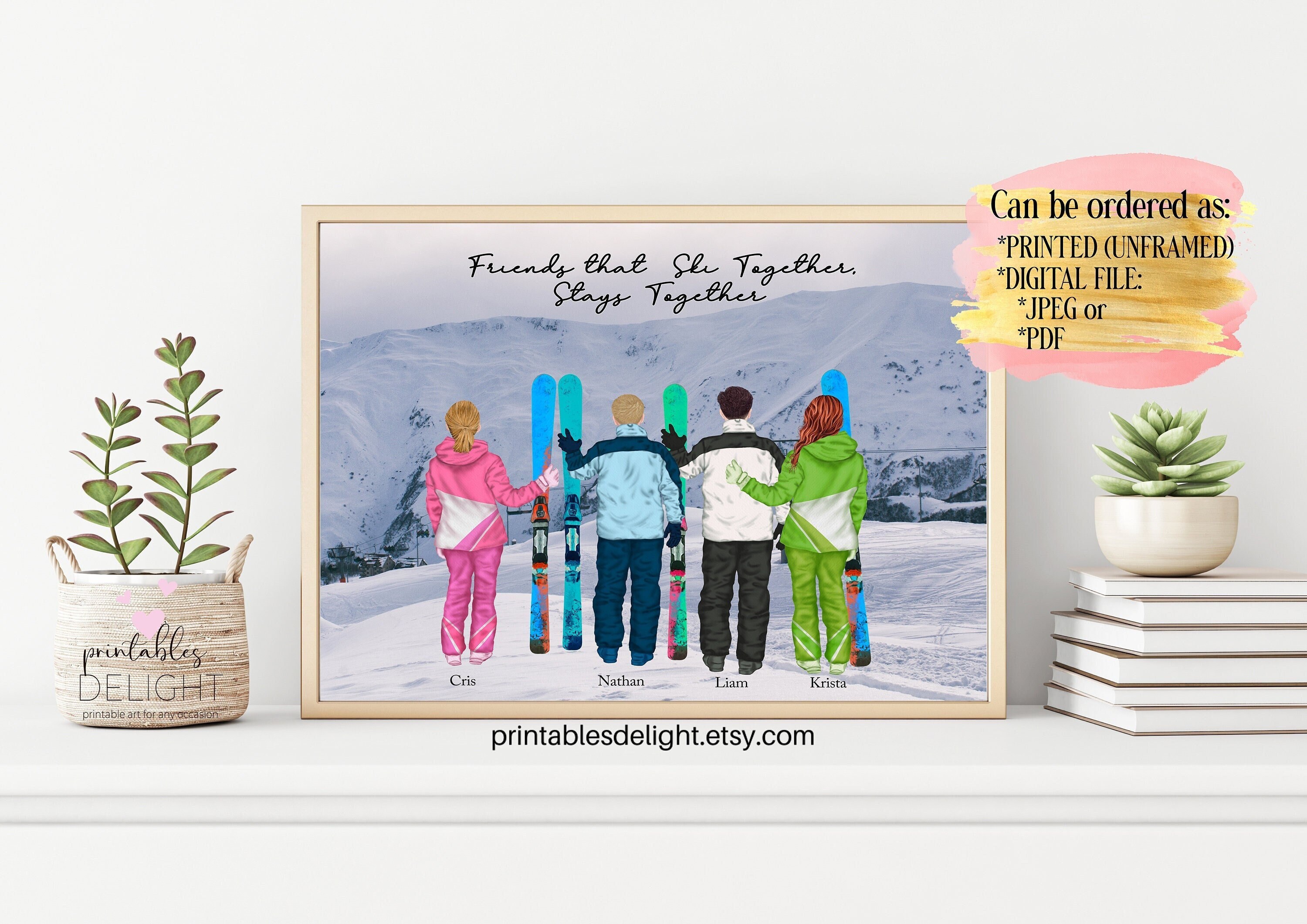 Personalised Skiier Printable Poster, Custom Back Country Skiing ...
