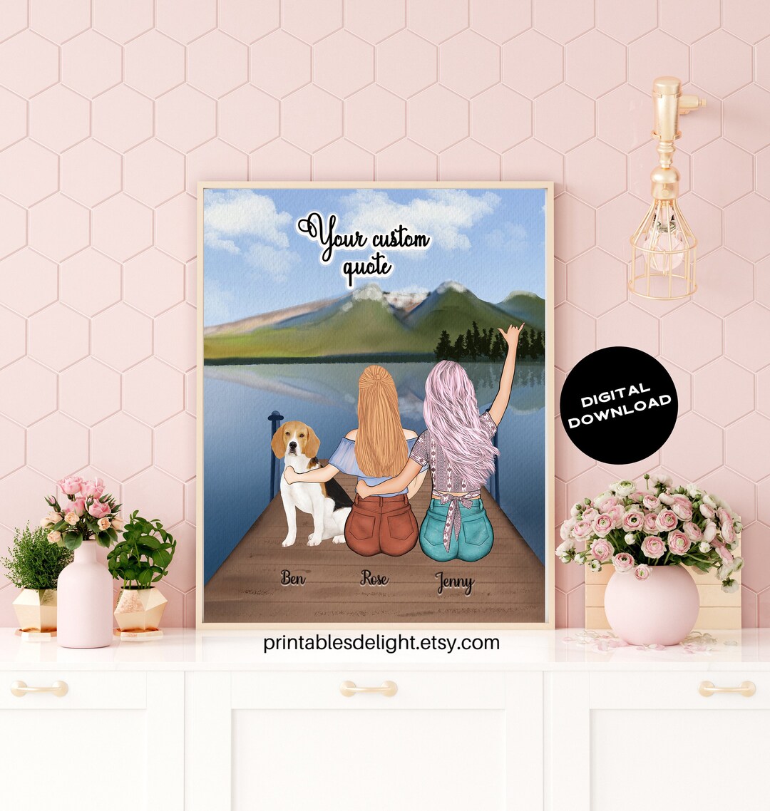 Personalized Pet Printable, Custom Besties With Pets, Pet Family ...