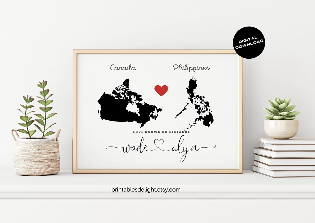 Love Map, Engagement and Wedding Gift, Personalized Country Map in ...