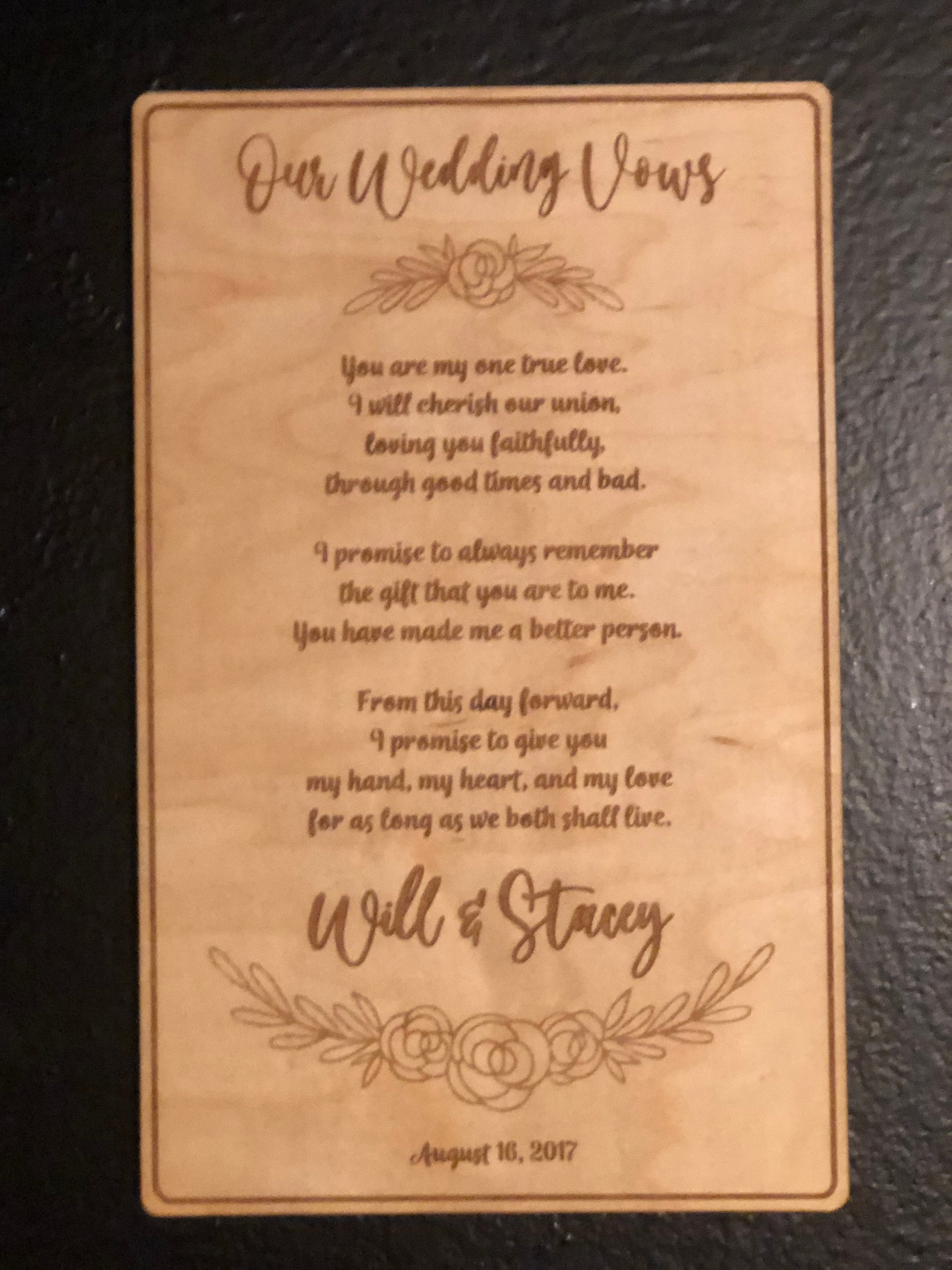 Personalized Wedding Vows Plaque Room Decor Anniversary Etsy