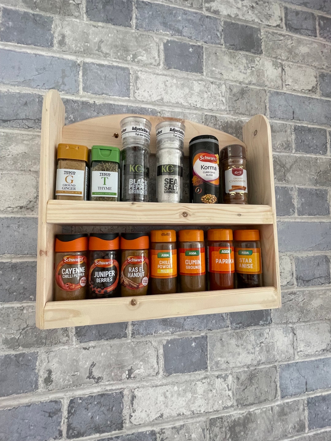 Free Standing or Wall Mounted Wooden Spice Rack Made From Reclaimed ...