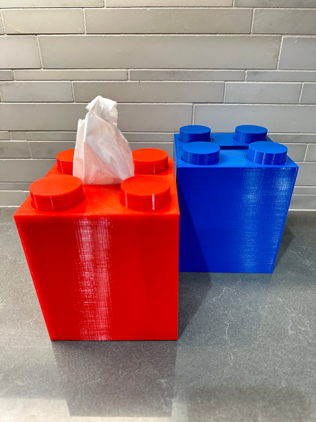 Toy Block Tissue Box Cover - 4 Block Lego Style 3D Printed Square ...