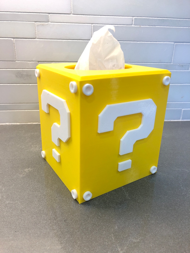 Mario Bros Question Box Inspired Tissue Box Cover for Standard Square ...