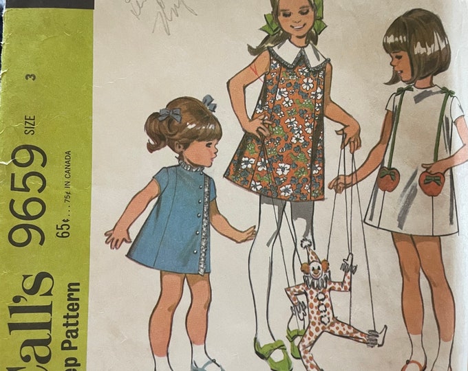 Vintage 60s Sewing Pattern/mccalls 9659/childs Dress in Three Versions ...