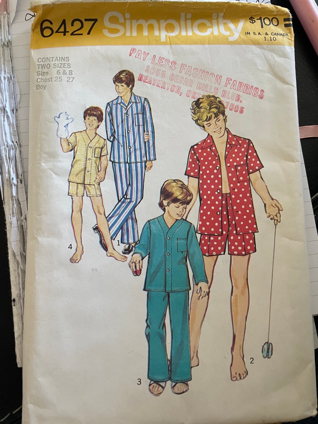 Vintage Uncut 70s Sewing Pattern/simplicity 6427/boys and Teen-boys Pajamas in Two Lengths. 1974 ...