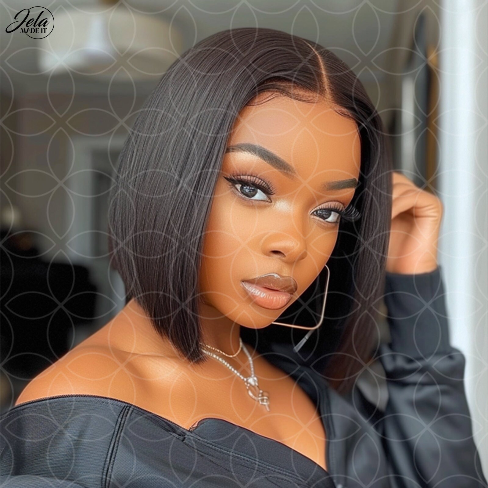 6 Straight Bob Hair Wig Model African American Black Women Stock Photos ...