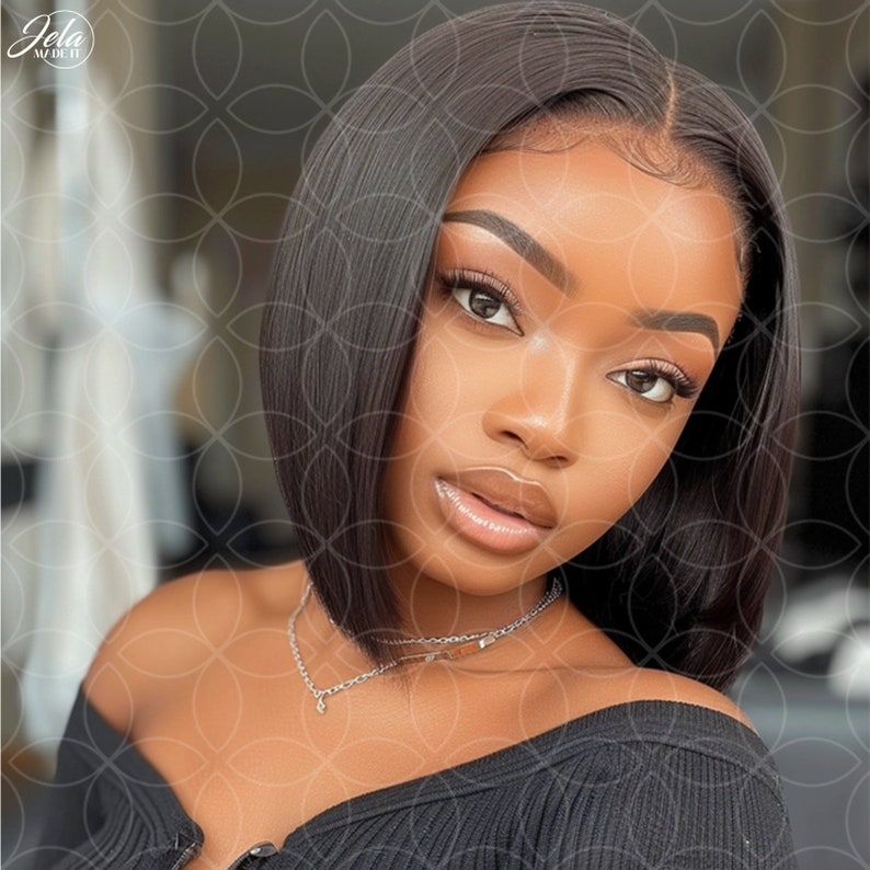 6 Straight Bob Hair Wig Model African American Black Women Stock Photos ...
