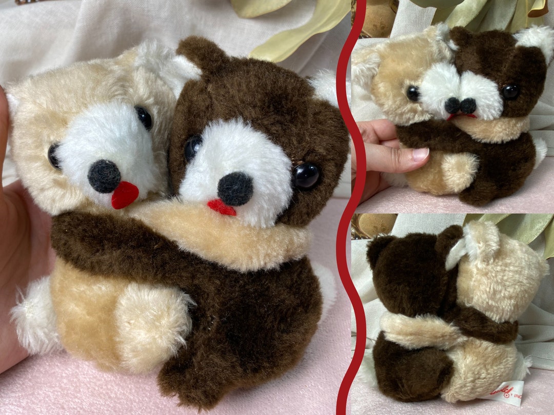 Vintage 1980s Hugging Teddy Bears - 5.5" Interlocked Stuffed Animals ...
