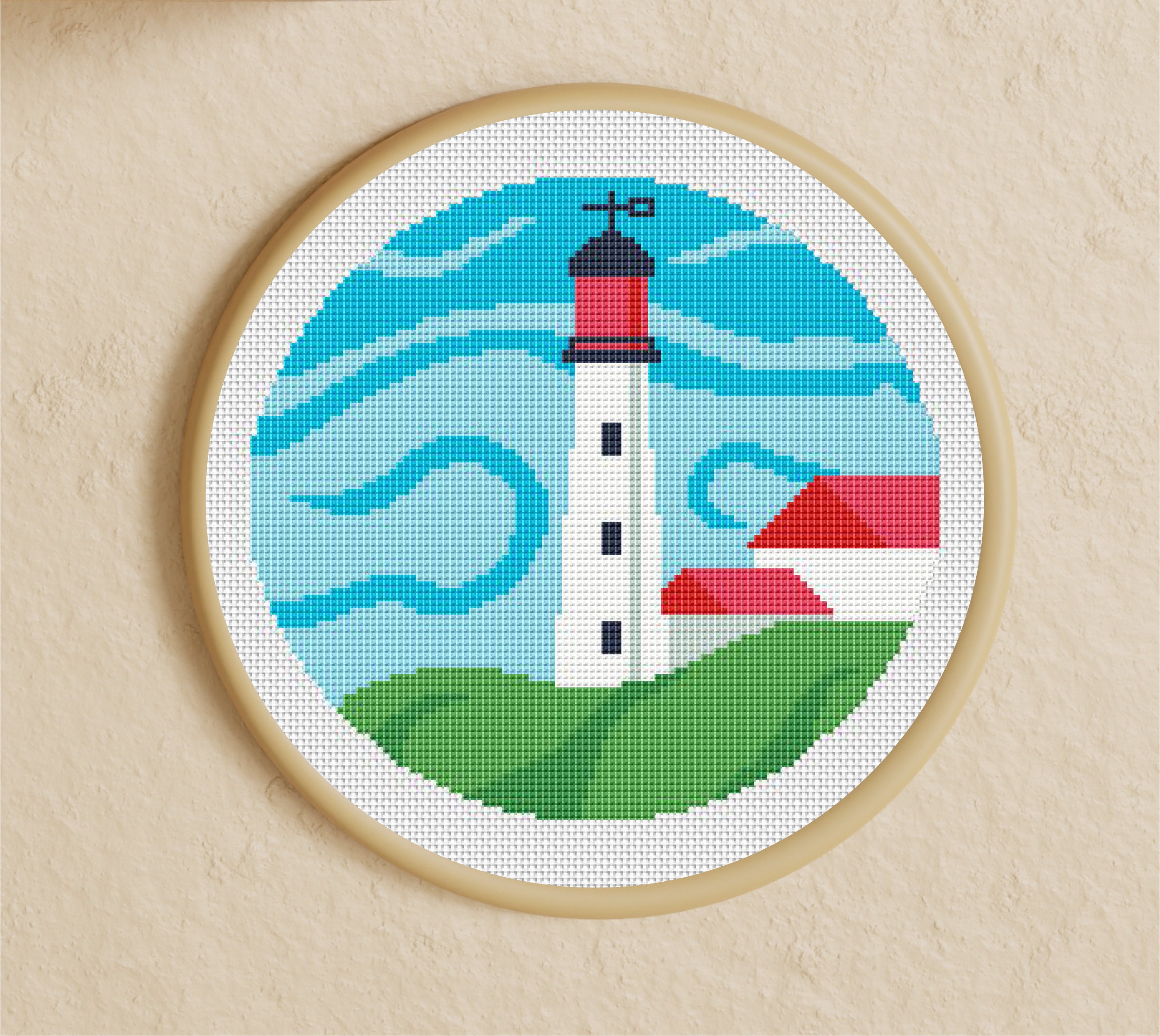 Lighthouse Cross Stitch Pattern Landscape PDF Easy | Etsy