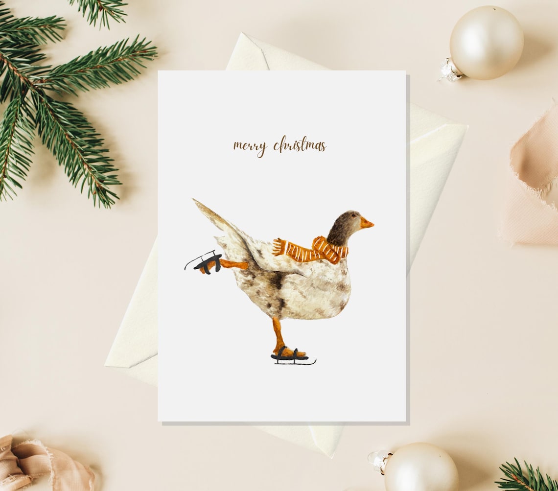 Christmas Card Animal, Funny Animal Christmas Cards, Animal Watercolor ...