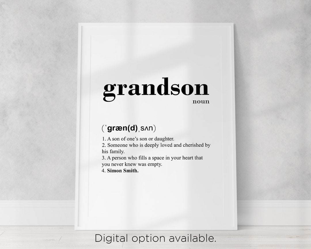 Grandson Gift Definition Name Gift Print Personalised Grandson Meaning ...