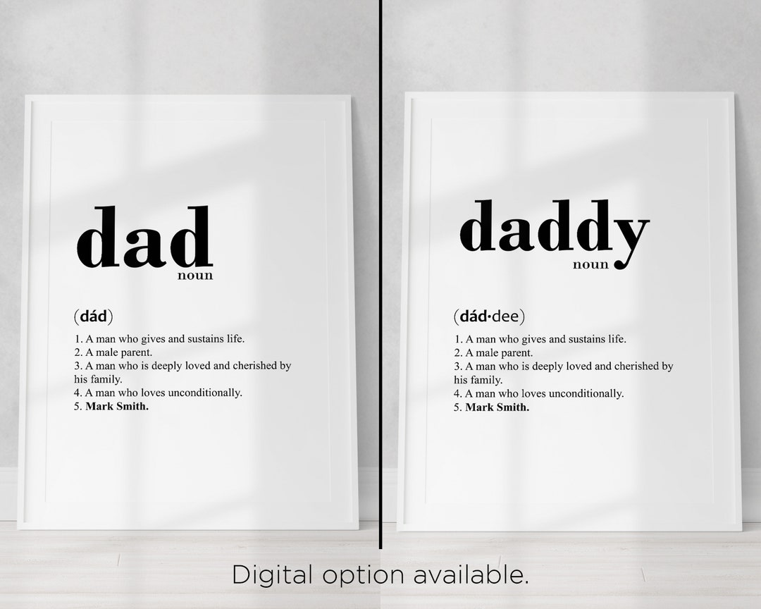 Fathers Day Dictionary Gift Dad/daddy/father/pops Definition Name Print ...