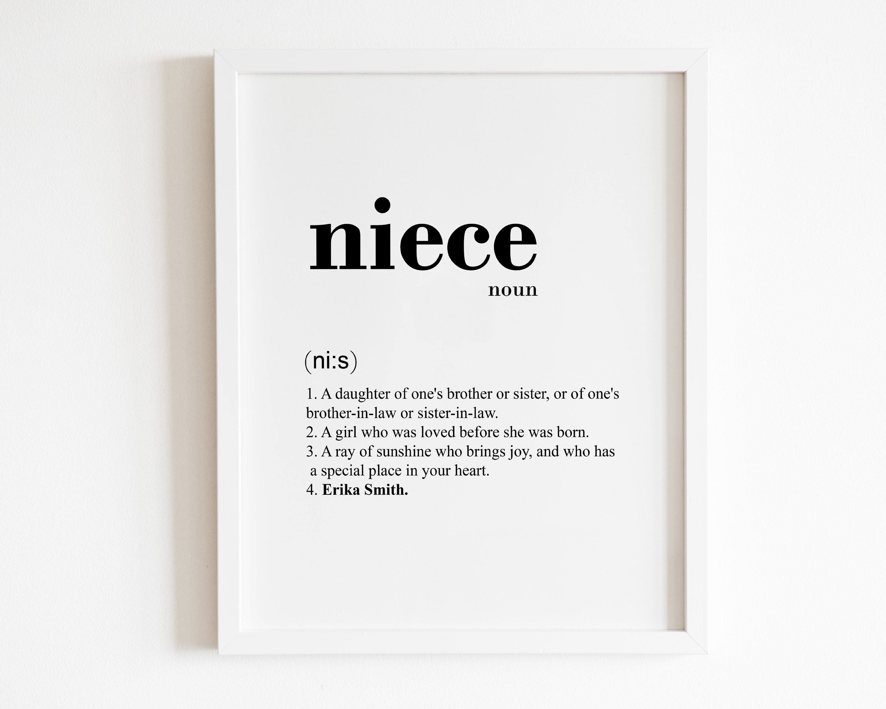 Niece Gift Definition Name Poster Print Personalised Niece Meaning ...