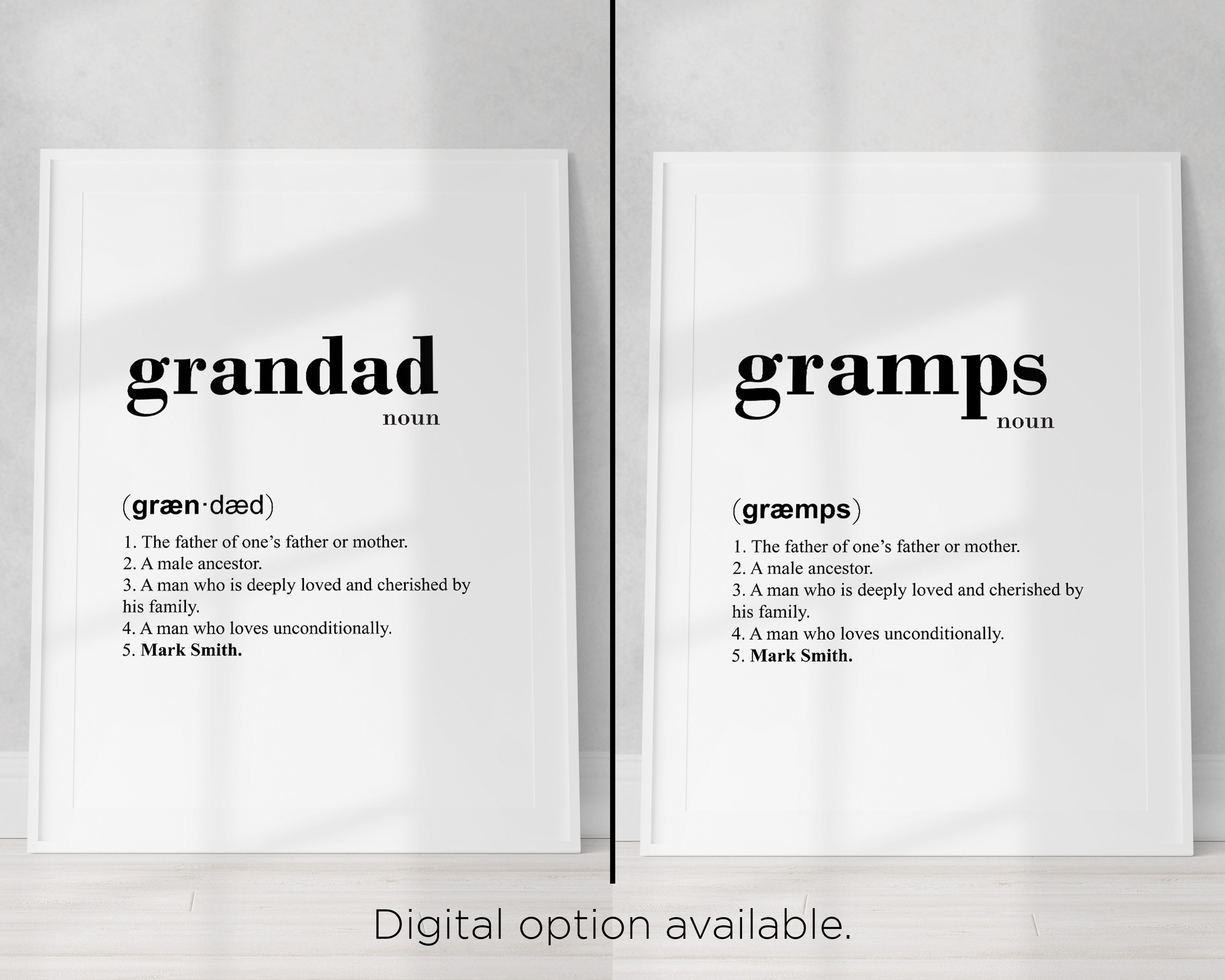 Grandad/gramps/granddad/grandfather Definition Print Personalised ...