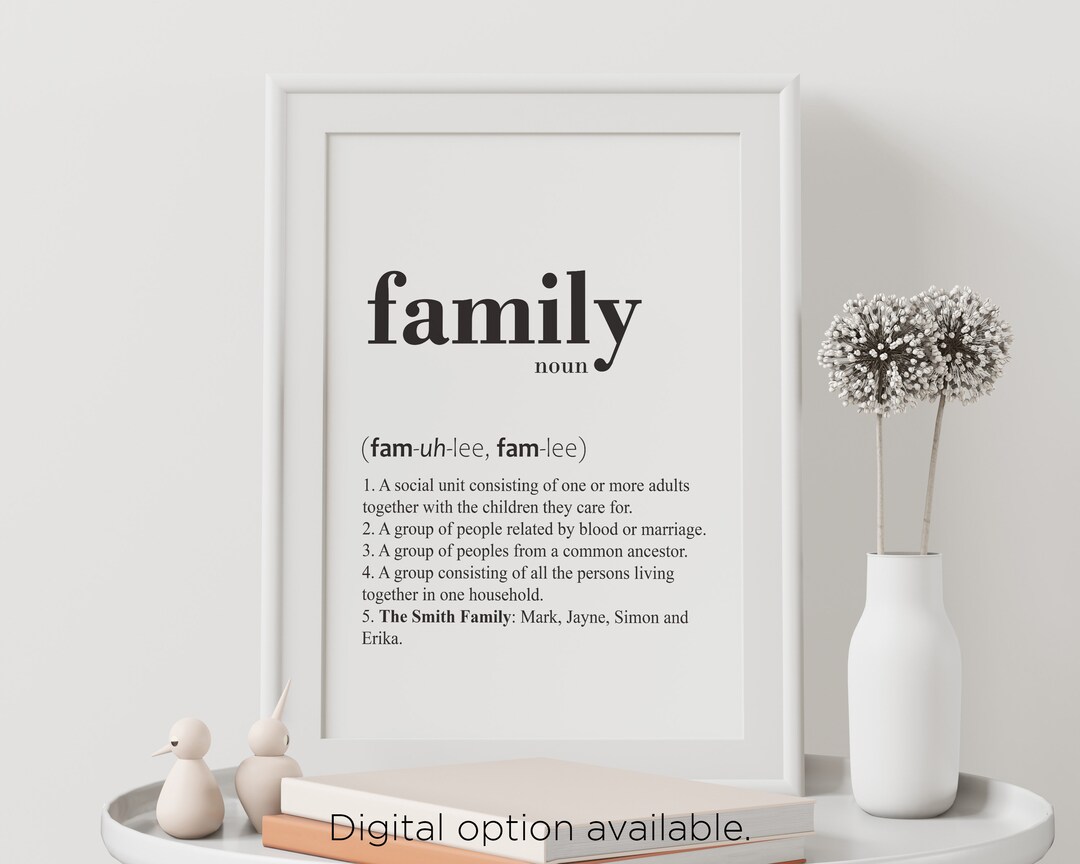 Personalised Family Dictionary Definition Print Mothers Day - Etsy